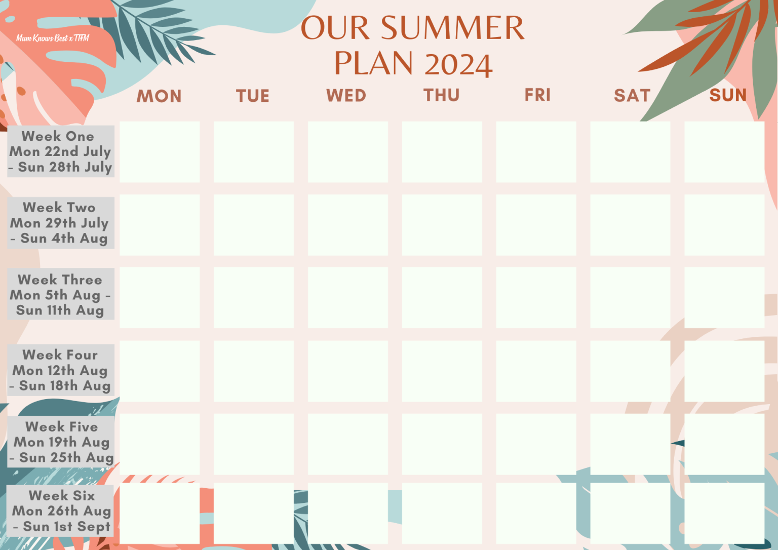 Summer Holiday Planner – Free Download | Take it From Mummy